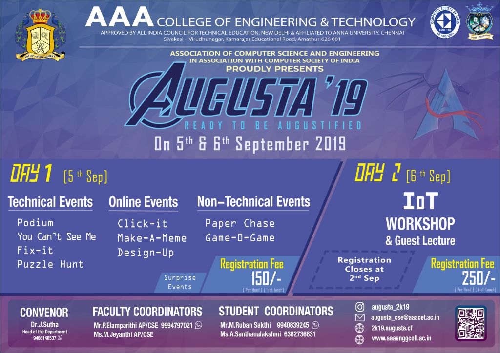 Augusta’19 – CSE Symposium – AAA College of Engineering & Technology ...