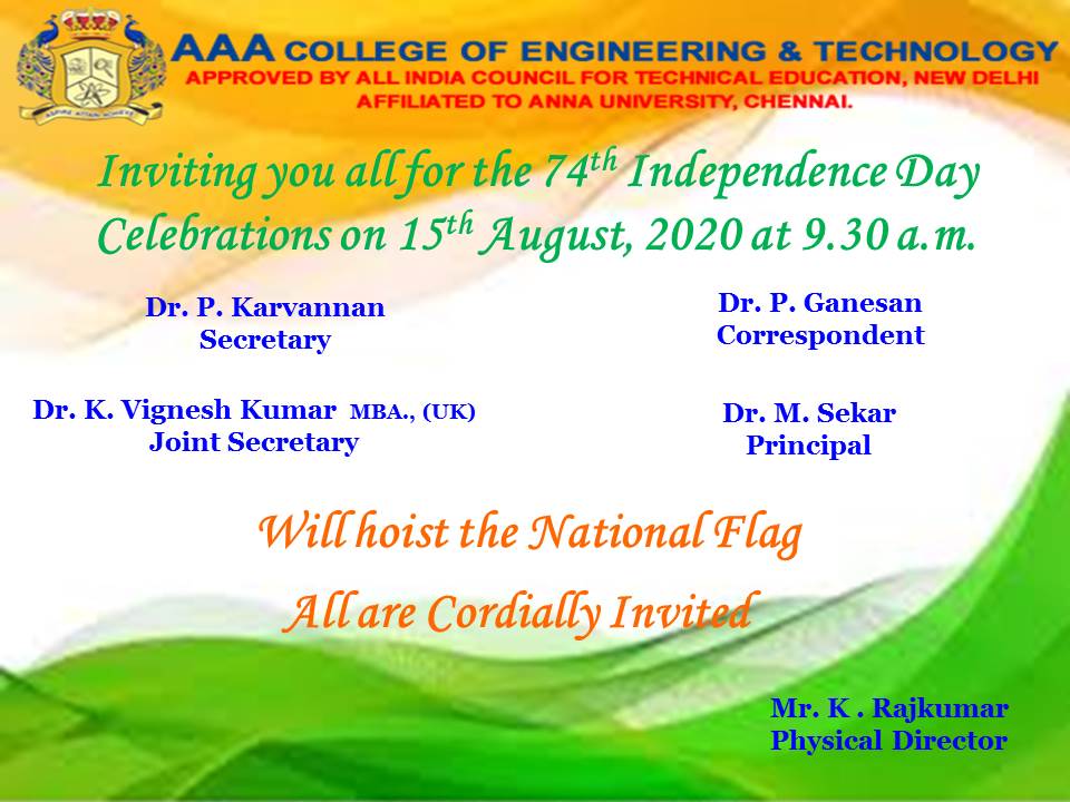 74th Independence Day Celebration – AAA College of Engineering ...
