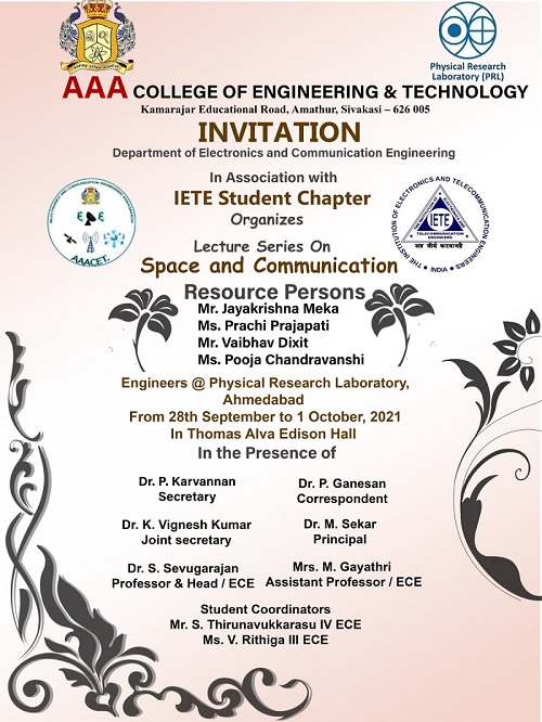 Lecture Series on Space and Communication – AAA College of Engineering ...