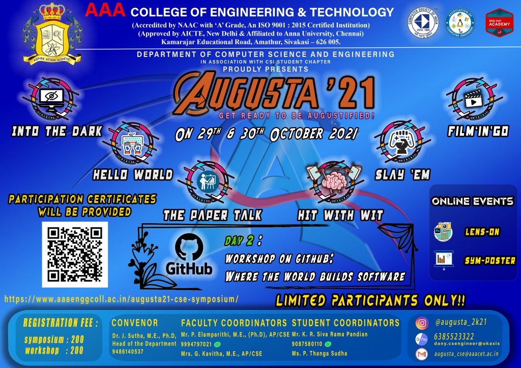 Augusta’21 – CSE Symposium – AAA College of Engineering & Technology ...