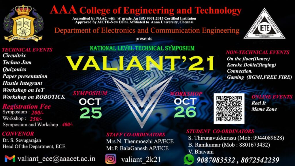 VALIANT 21 ECE SYMPOSIUM AAA ENGINEERING COLLEGE valiant-21-ece-symposium-aaa-engineering-college
