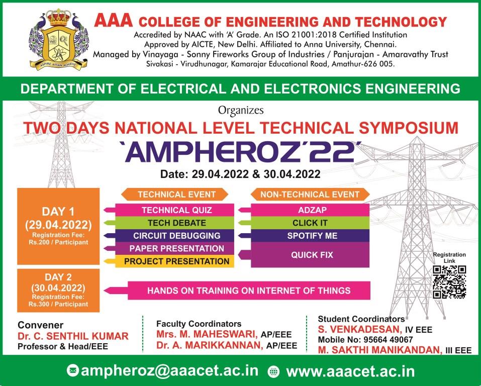Two Days National Level Technical Symposium – AmpHeroz’22 – 29/04/22 ...