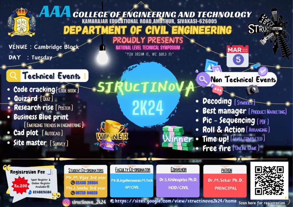 National level Technical Symposium STRUCTINOVA 2K24 on 05-03-2024 – AAA ...