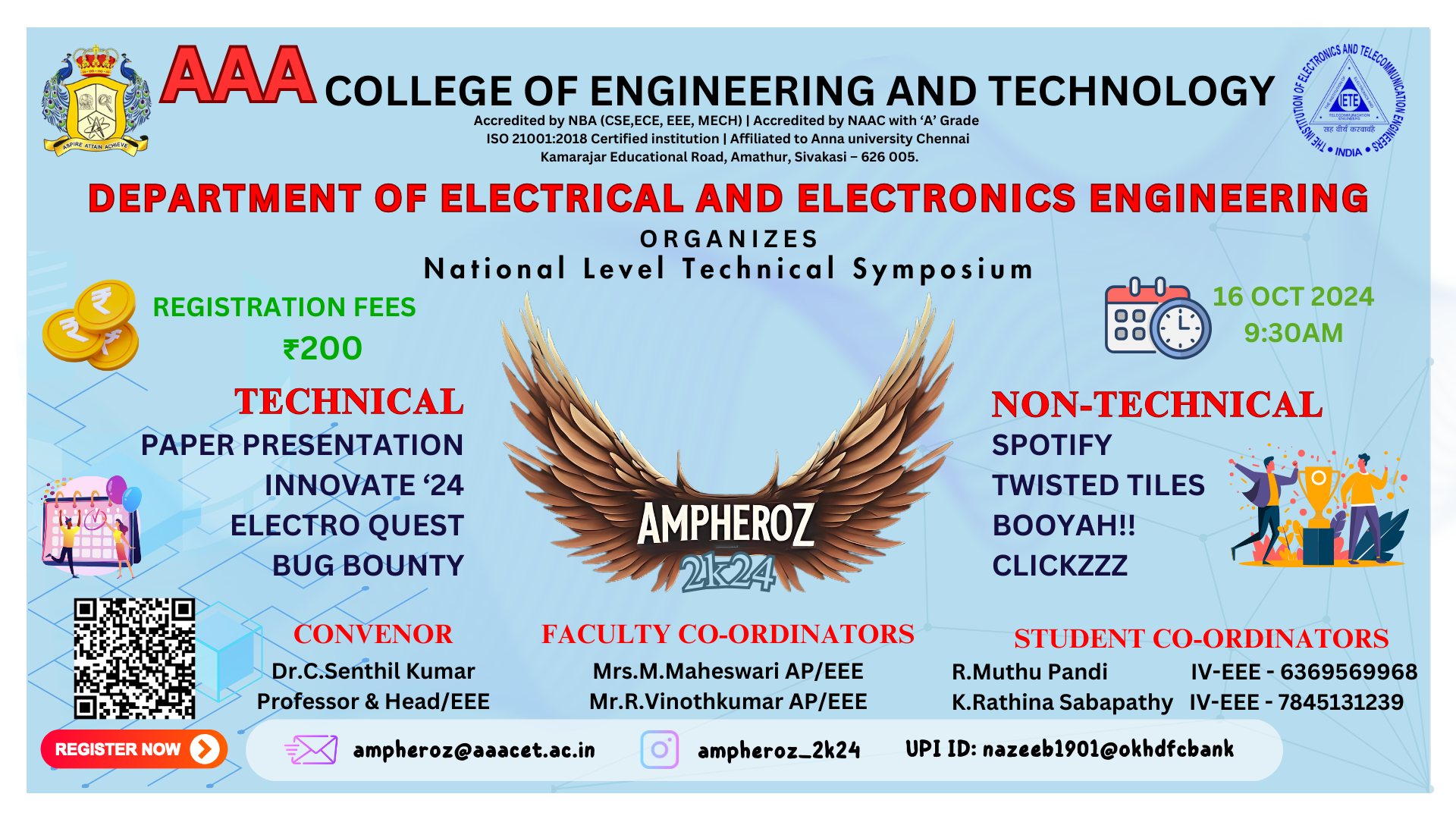 EEE National Level Technical Symposium – AMPHEROZ 2K24 – AAA College of ...