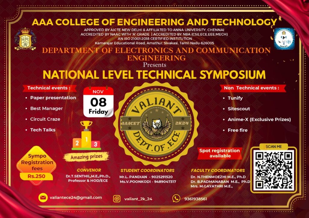 National Level Technical Symposium VALIANT’24 on 08-11-2024 – AAA ...